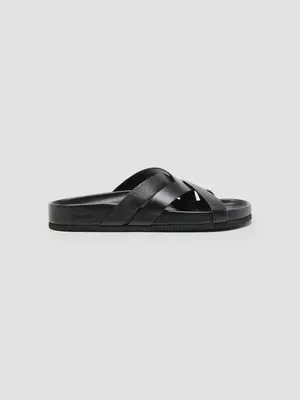 TOM FORD Crisscross Strap Leather Sandals - Black