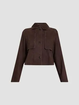 Theory Rese Suede Crop Trench Jacket - Cacao