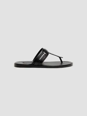 TOM FORD Logo Smooth Leather Sandals - Black