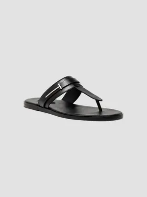 TOM FORD Logo Smooth Leather Sandals - Black
