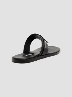 TOM FORD Logo Smooth Leather Sandals - Black