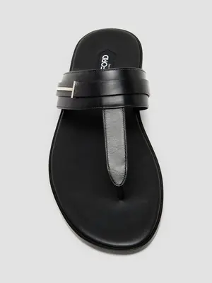 TOM FORD Logo Smooth Leather Sandals - Black