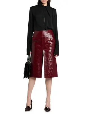 TOM FORD Snake-effect Leather Midi-skirt