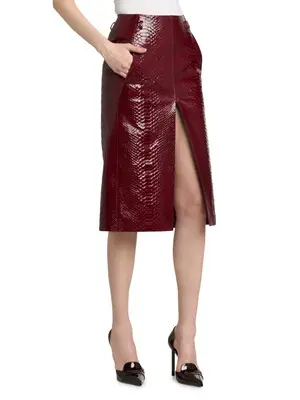 TOM FORD Snake-effect Leather Midi-skirt
