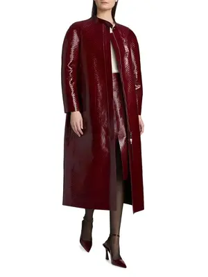 TOM FORD Snake-embossed Leather Biker Coat