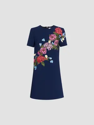 Carolina Herrera Floral Shift Mini Dress - Midnight