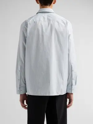 Helmut Lang Striped Cotton Poplin-blend Relaxed-fit Shirt - Light Blue Multi