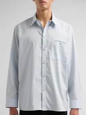 Helmut Lang Striped Cotton Poplin-blend Relaxed-fit Shirt - Light Blue Multi