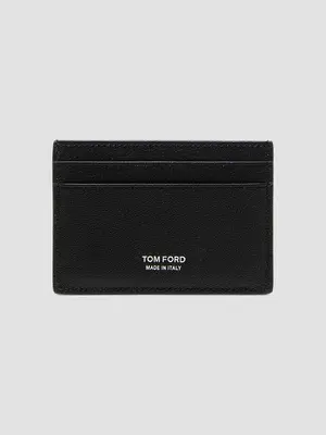 TOM FORD Elongated T-line Leather Card Case - Black