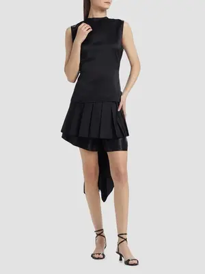 Helmut Lang Draped Silk Charmeuse Scarf Top - Black