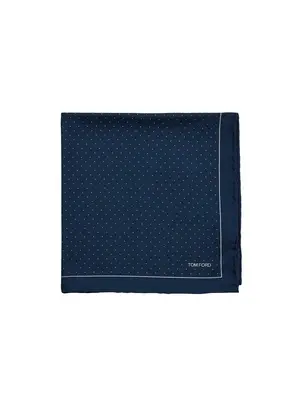 TOM FORD Silk Pocket Square Blue