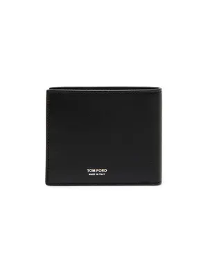 TOM FORD Elongated T-line Leather Bifold Wallet - Black