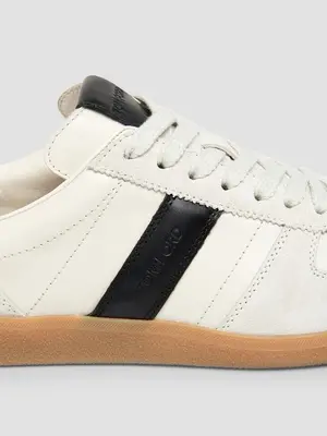 TOM FORD T-bar Leather & Suede Low-top Sneakers - White Black Amber