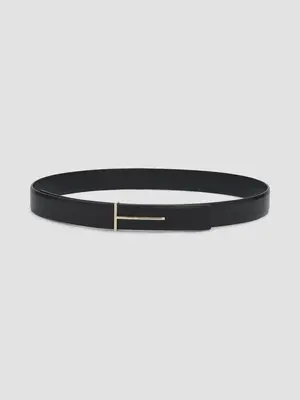 TOM FORD Slim T Leather Belt - Black
