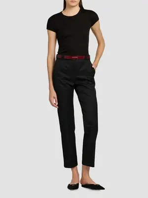 TOM FORD Slim T Croc-embossed Leather Belt - Ruby Red
