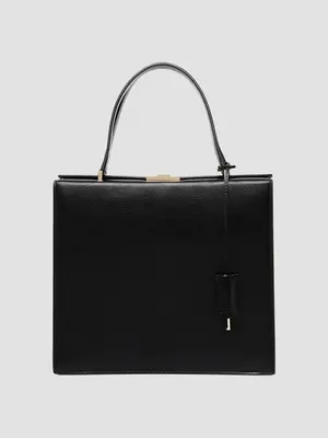 TOM FORD Supple Grain Leather Top Handle Bag - Black