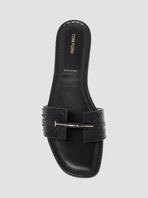 TOM FORD Snake-embossed Leather Flat Sandals