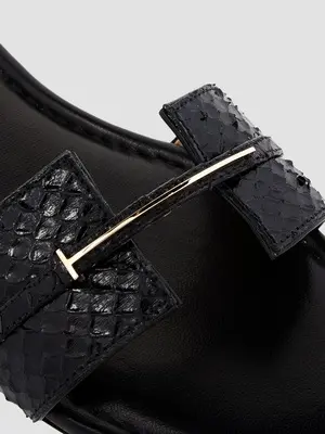 TOM FORD Snake-embossed Leather Flat Sandals