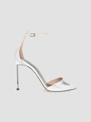 TOM FORD 105mm Snake-embossed Leather Sandals - Silver