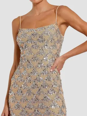 Mac Duggal Prom Sequined Mesh Slipdress
