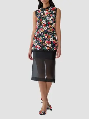 Carolina Herrera 3d Floral Silk Sleeveless Top