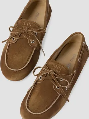 Miu Miu Faded Unlined Suede Loafers - Brown