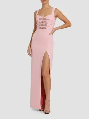 Mac Duggal Embellished Bow Crepe Column Gown