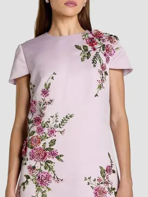Mac Duggal Embroidered Floral Satin A-line Minidress