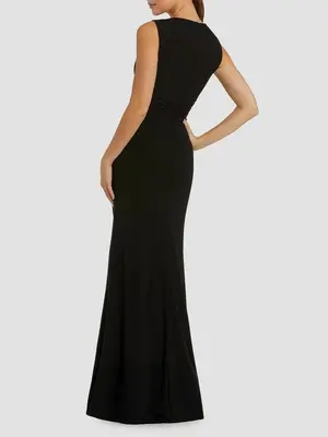 Mac Duggal Floral Embellished Twisted Jersey Gown