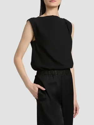 Vince Draped Sleeveless Top - Black