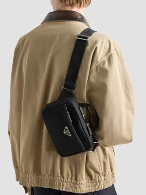Prada Re-nylon And Saffiano Leather Shoulder Bag - Black