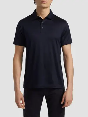 Giorgio Armani Lux Silk-cotton Jersey Polo Shirt
