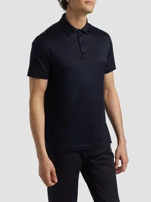 Giorgio Armani Lux Silk-cotton Jersey Polo Shirt