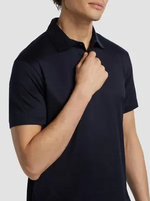 Giorgio Armani Lux Silk-cotton Jersey Polo Shirt