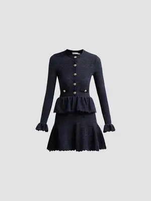 SELF-PORTRAIT Textured Knit Mini Dress