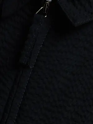 Giorgio Armani Solid Seerscucker Cotton Zip-front Shirt