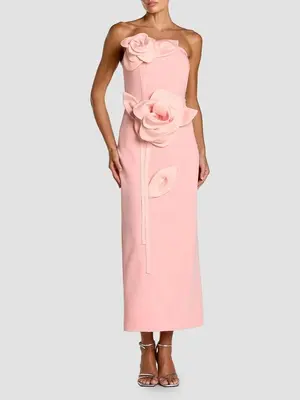 Mac Duggal Floral Crepe Strapless Maxi Dress - Blush