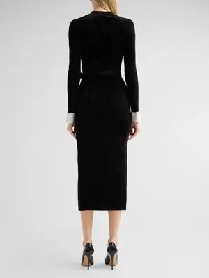SELF-PORTRAIT Chenille Knit Midi Dress