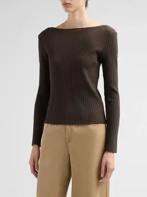 Vince Boatneck Cotton Rib-knit Sweater