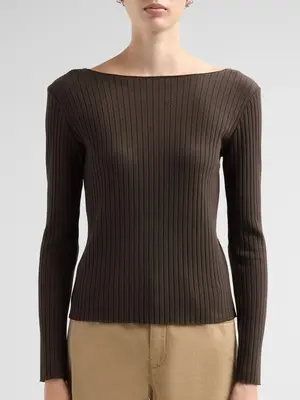 Vince Boatneck Cotton Rib-knit Sweater