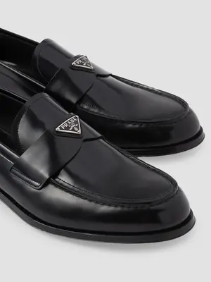 Prada Brushed Leather Loafers - Black