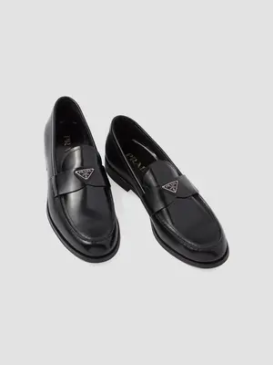 Prada Brushed Leather Loafers - Black