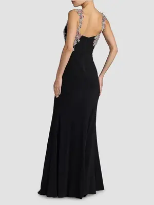 Mac Duggal Evening Beaded Jersey Sleeveless Gown - Black Multi