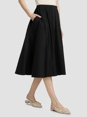 Vince Pocket Full Cotton Midi-skirt - Black