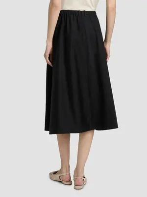 Vince Pocket Full Cotton Midi-skirt - Black
