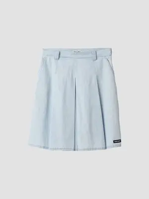 Miu Miu Pleated Chambray Skirt