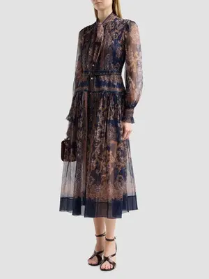 SELF-PORTRAIT Printed Georgette Midi Dress