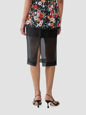 Carolina Herrera Silk Semi-sheer Skirt