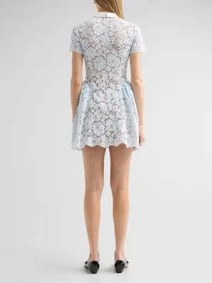 SELF-PORTRAIT Lace Flared Mini Dress