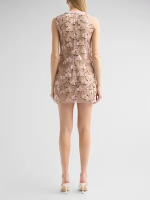 SELF-PORTRAIT Floral Sequin Embellished Mini Dress